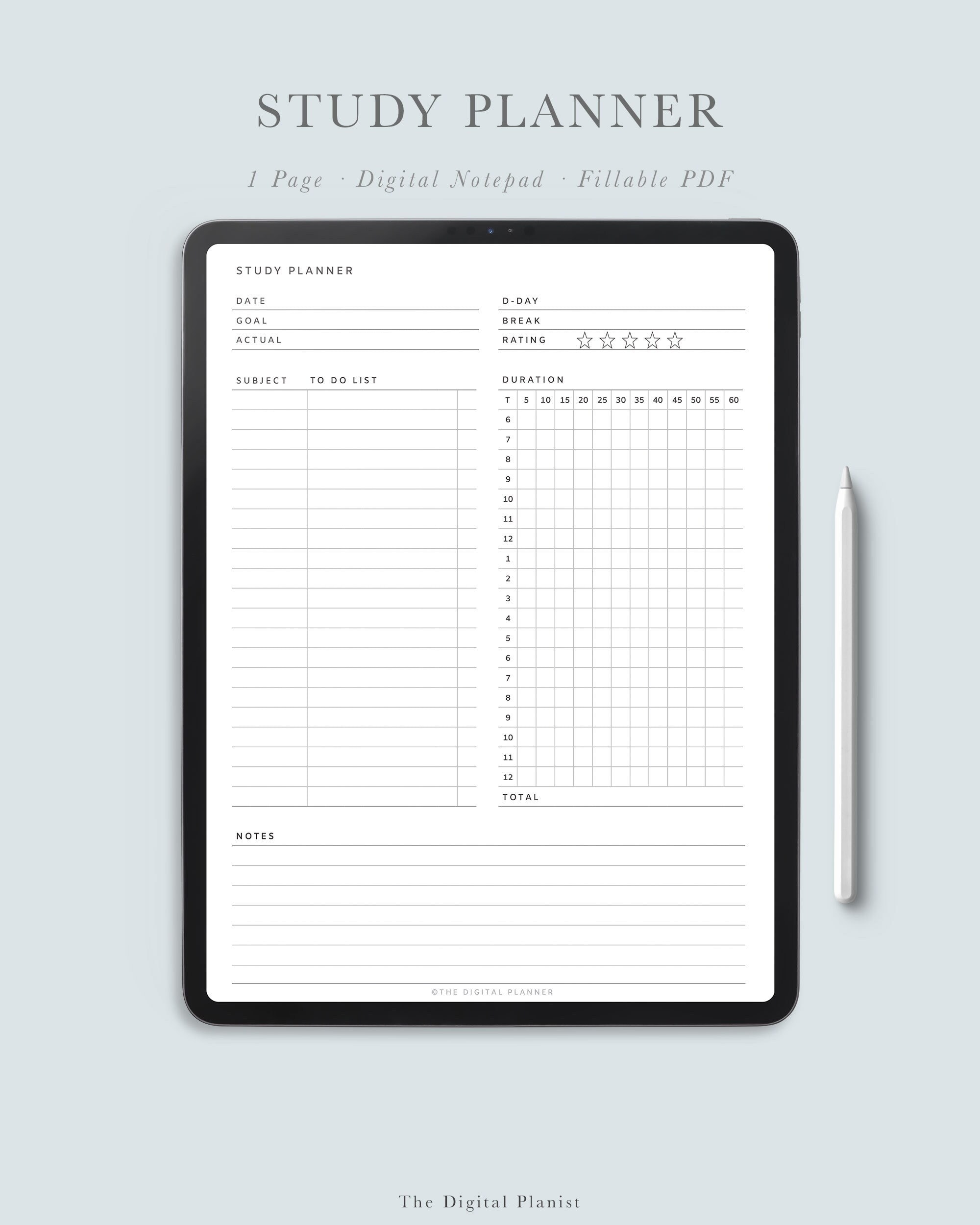 Study Planner for Tablet, Ipad, Goodnotes, and Notability | Digital ...