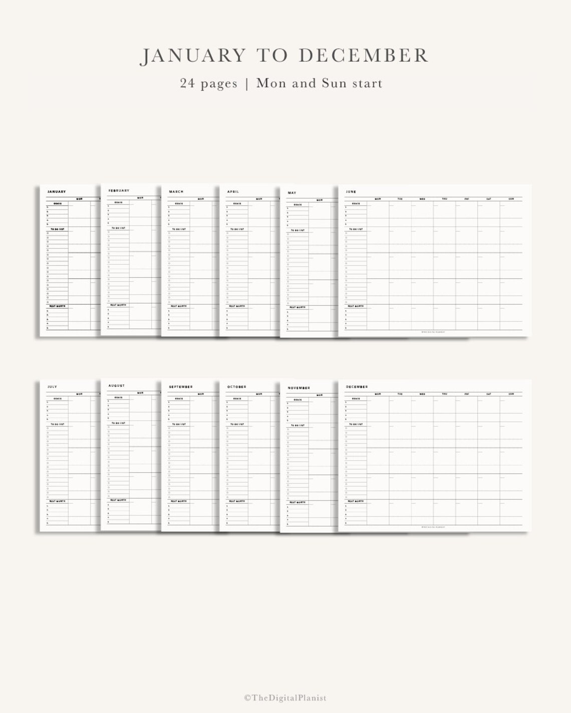 Digital Monthly Productivity Planner for Work and Life | Month at a ...