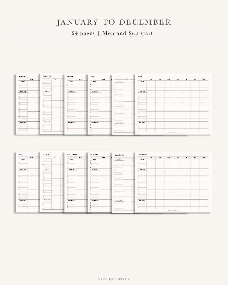 Digital Monthly Productivity Planner for Work and Life | Month at a ...