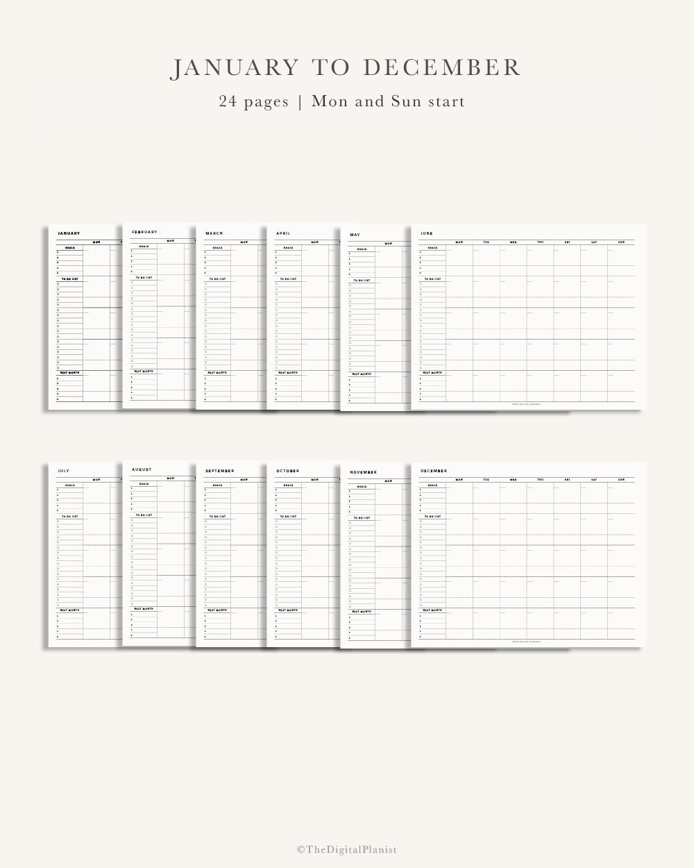 Digital Monthly Productivity Planner for Work and Life | Month at a ...