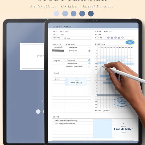 Digital Study Planner for Ipad and Tablet Study Session With - Etsy
