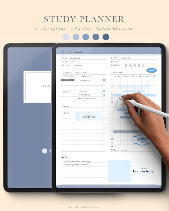 Digital Study Planner for Ipad and Tablet Study Session With - Etsy