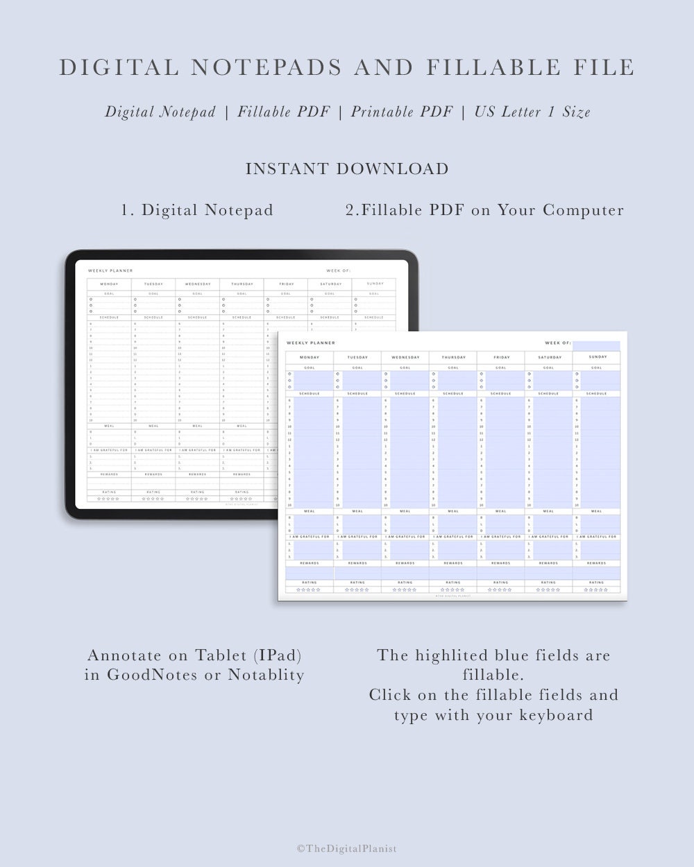 Weekly Goal Planner With Schedule 7 Day Weekly Schedule - Etsy