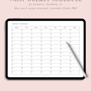 Weekly Schedule Pages for iPad or Tablet | Weekly Planner | Time ...