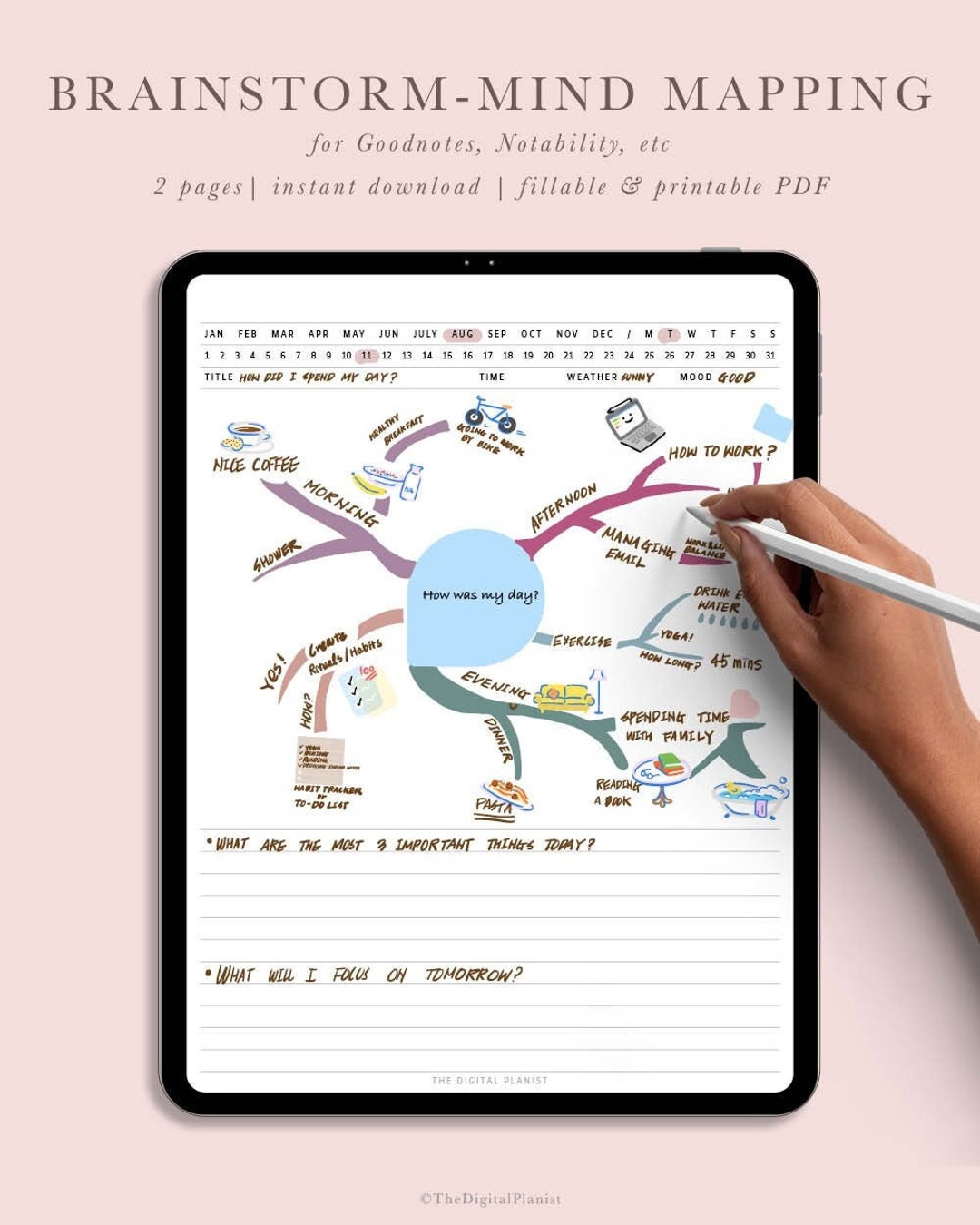 Mind Mapping Diary For Goodnotes Notability And Xodo Daily Concept Mind Mapping Diary For Goodnotes Notability And Xodo Daily Concept