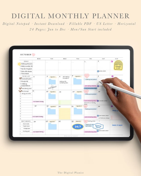 Digital Monthly Productivity Planner for Work and Life Month - Etsy
