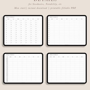 Weekly Schedule Pages for iPad or Tablet | Weekly Planner | Time ...