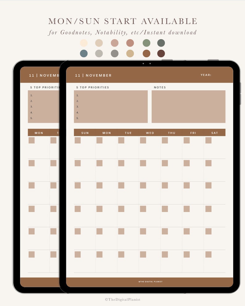 Undated Monthly Agenda for iPad and Tablet | Month at a Glance ...