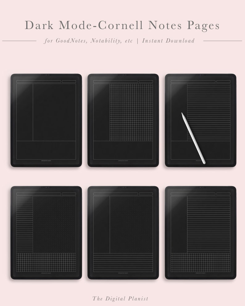 Cornell Notes Pages for Digital Writing | Dark Mode | Perfect for ...