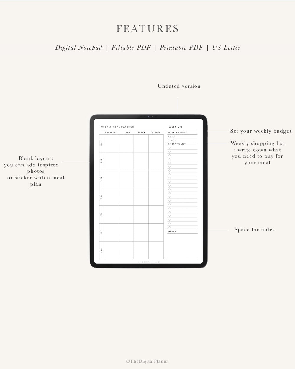 Digital Weekly Meal Planner on a Budget Meal Planner With - Etsy