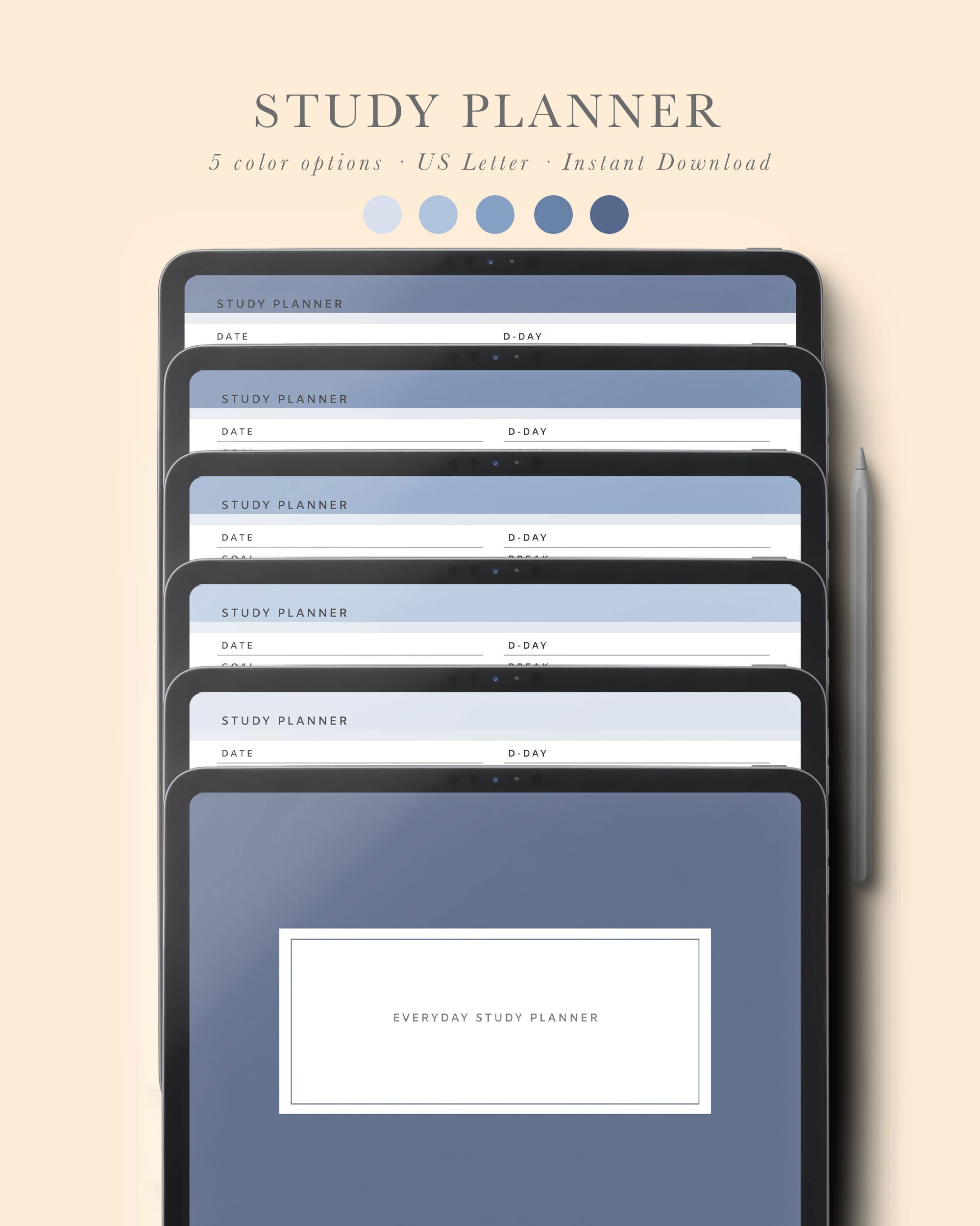 Digital Study Planner for iPad and Tablet Study Session With D-day and ...