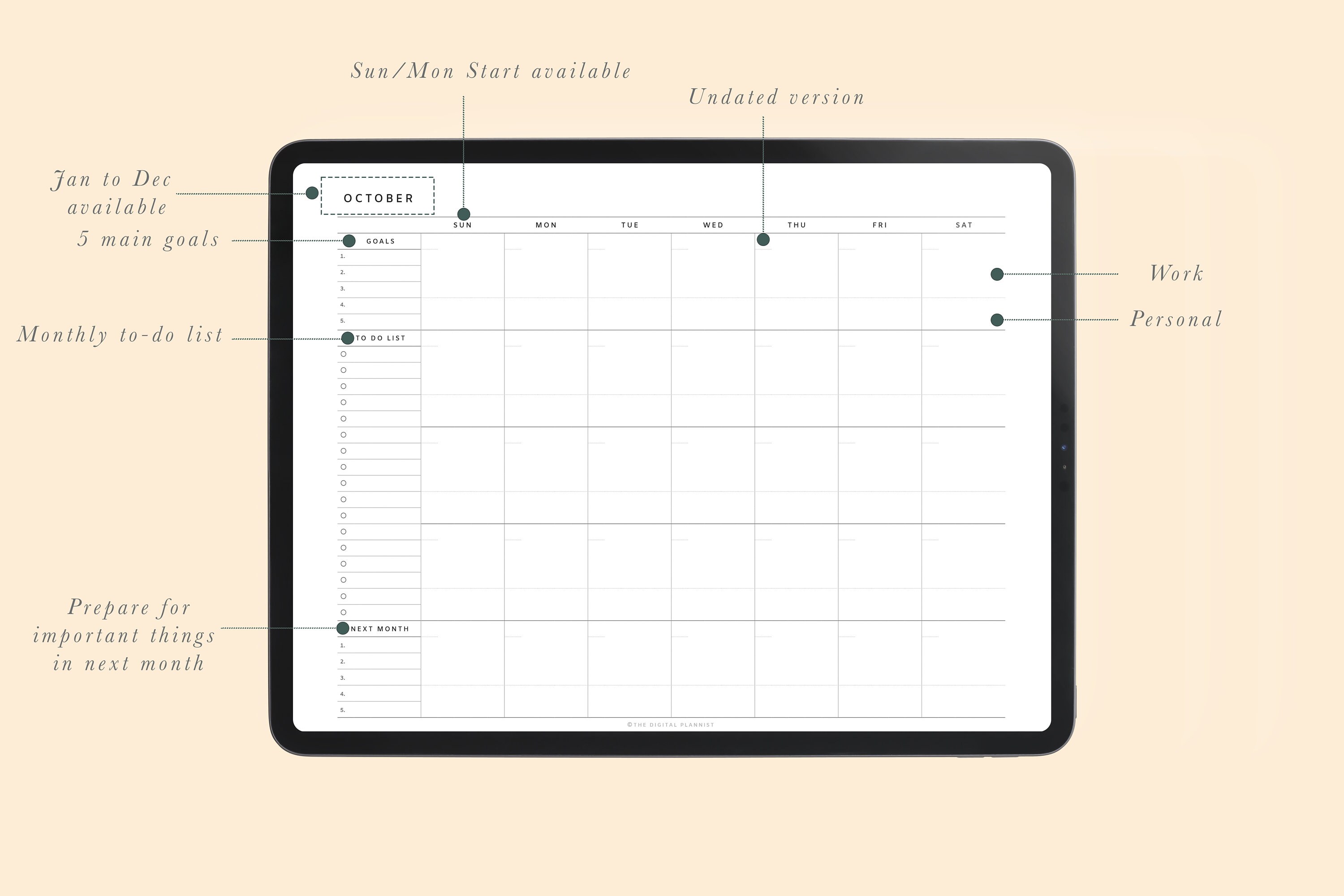 Digital Monthly Productivity Planner for Work and Life | Month at a ...