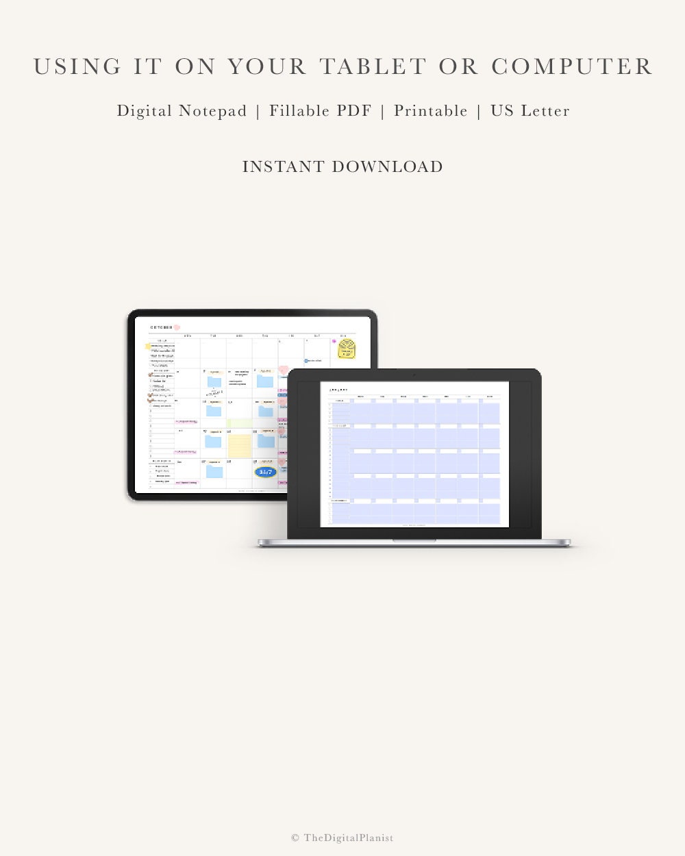 Digital Monthly Productivity Planner for Work and Life | Month at a ...