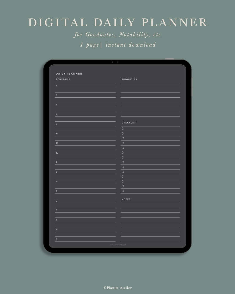 Daily Planner for Goodnotes, Notability or Other Apps Where You Can ...