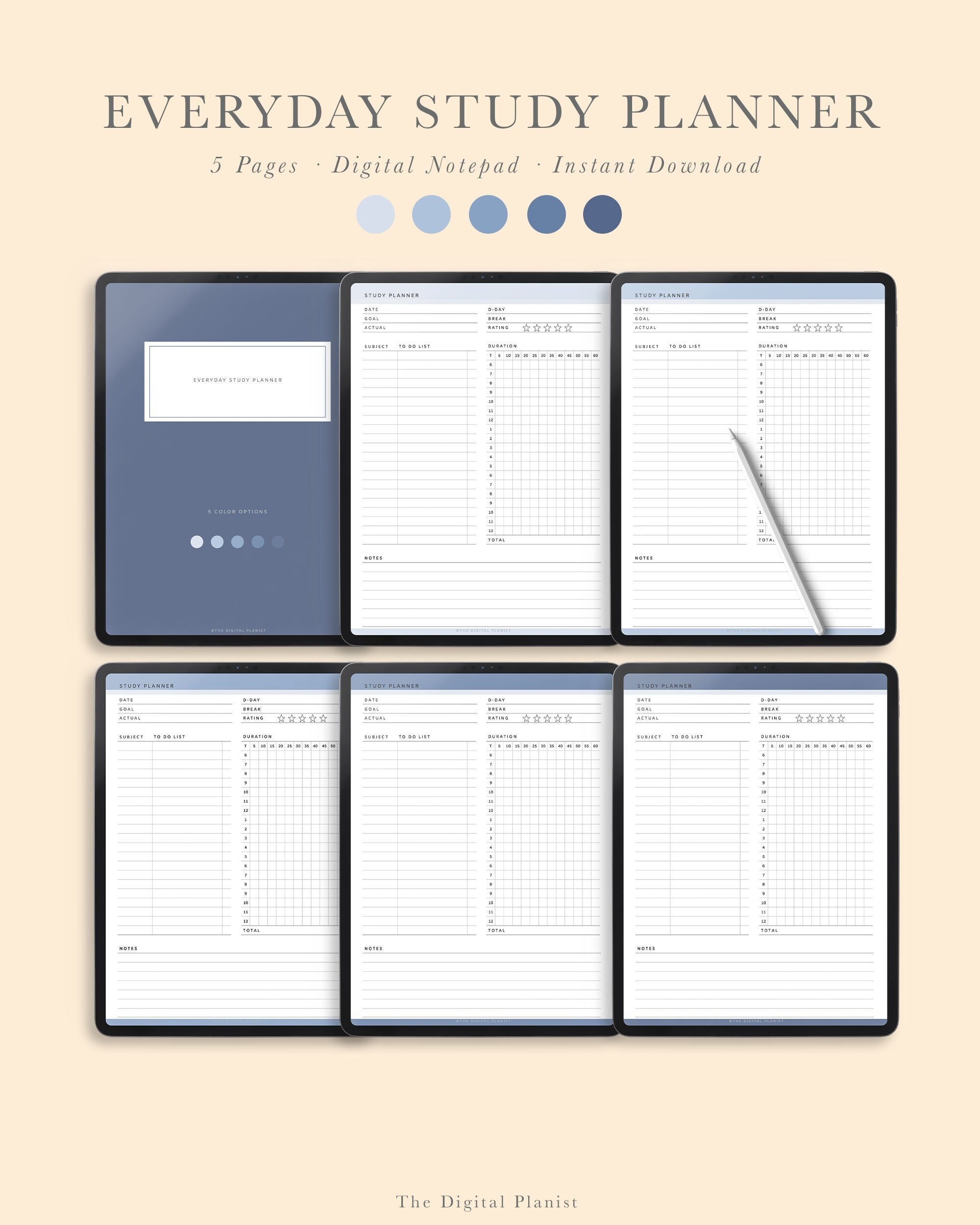 Digital Study Planner for iPad and Tablet Study Session With D-day and ...