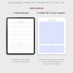 Monthly Undated Digital Planner for Goodnotes, Notability ,xodo, Etc ...