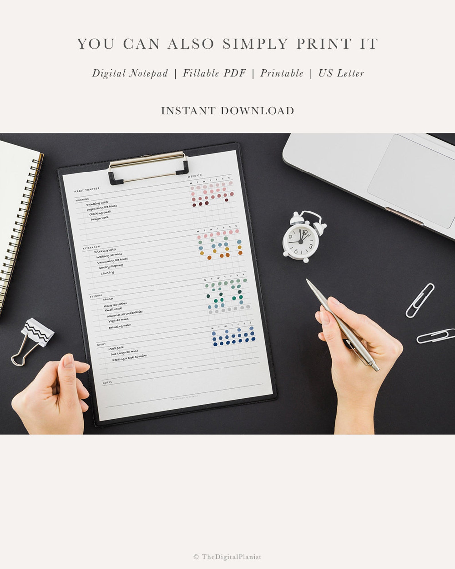 Everyday Habit Tracker for iPad and Tablet Self Care Planner Routine ...
