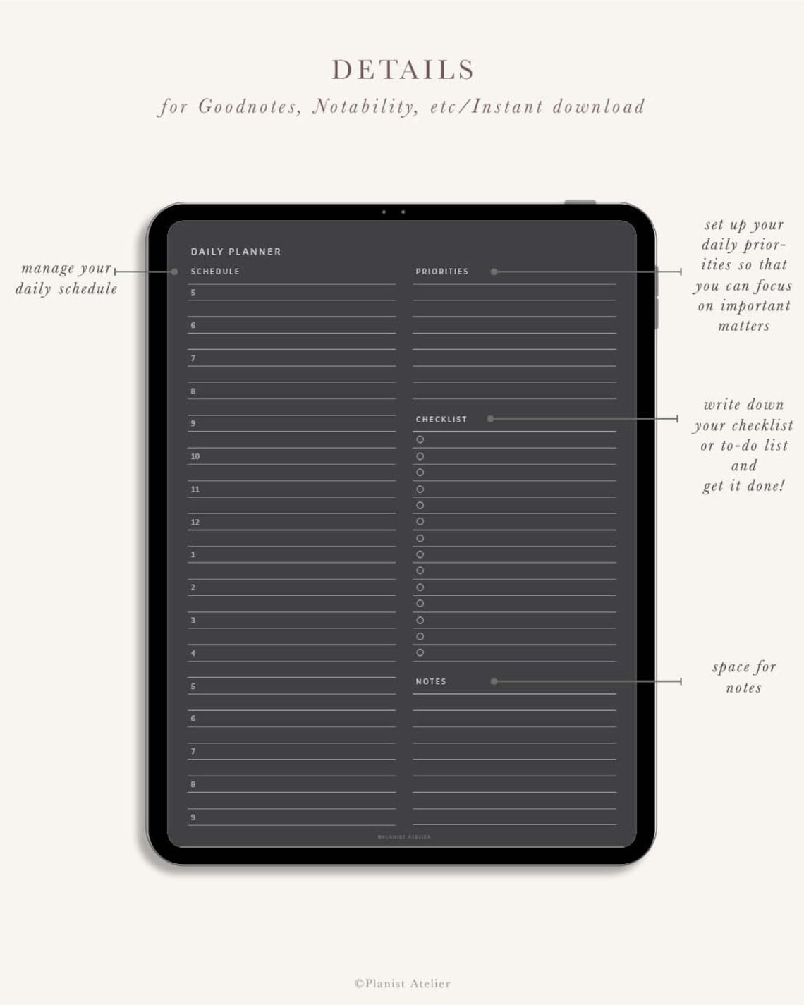Daily Planner for Goodnotes, Notability or Other Apps Where You Can ...