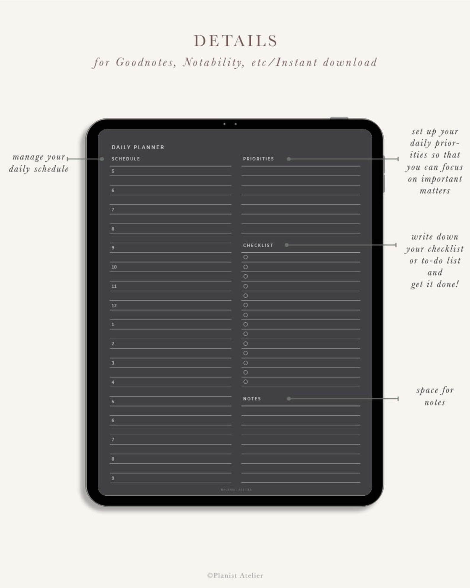 Daily Planner for Goodnotes, Notability or Other Apps Where You Can ...