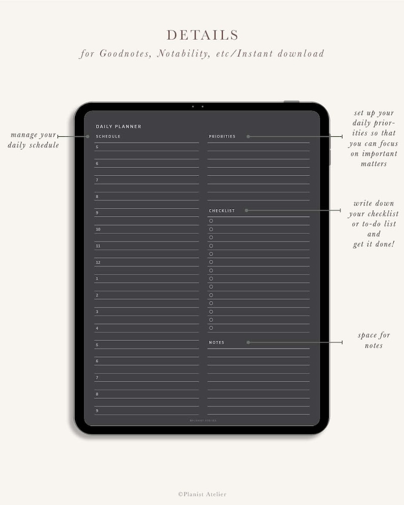 Daily Planner for Goodnotes, Notability or Other Apps Where You Can ...