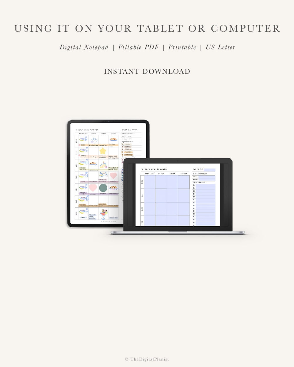 Digital Weekly Meal Planner on a Budget Meal Planner With - Etsy