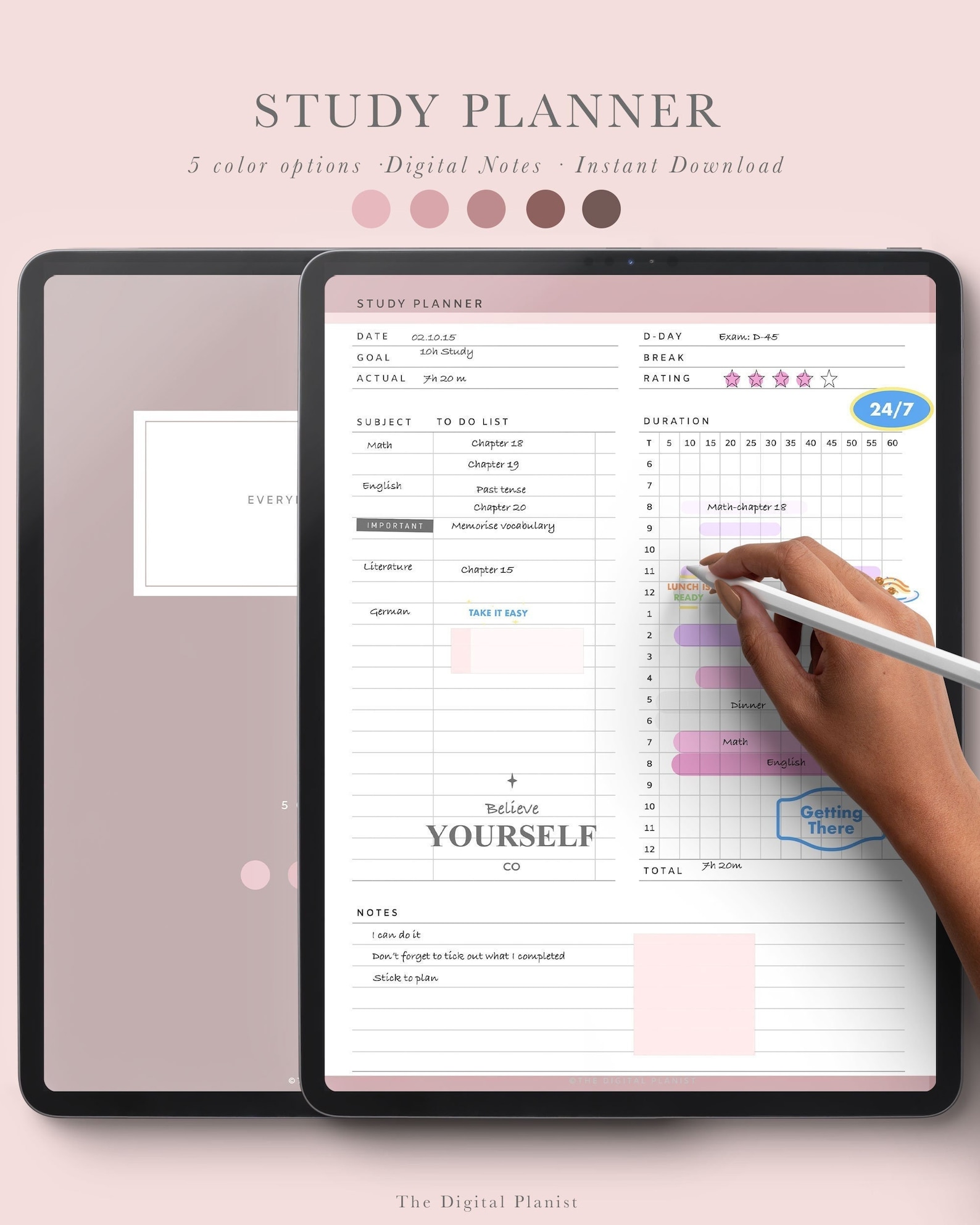 Digital Daily Study Planner for Goodnotes, Notability, and Noteshelf ...