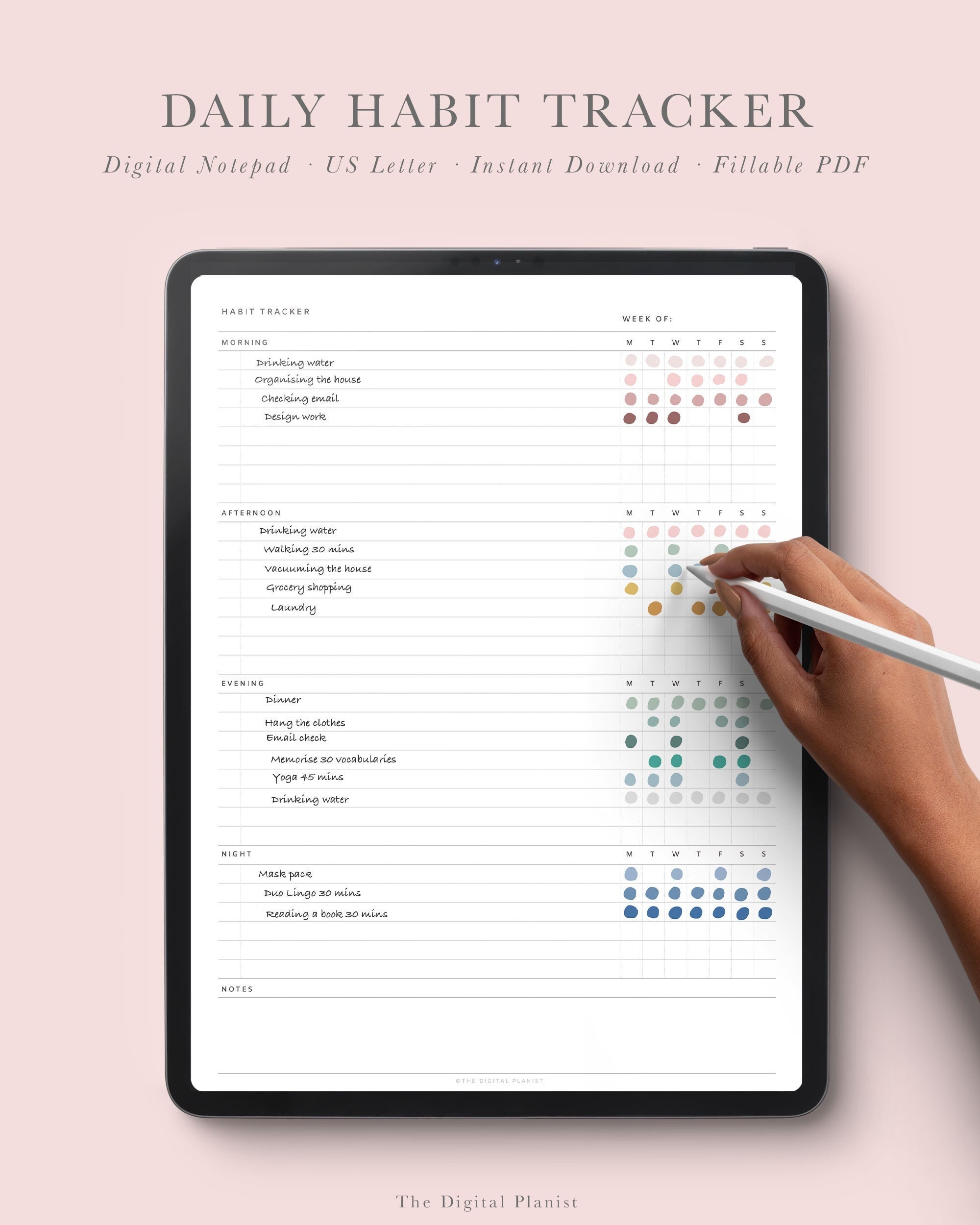 Digital Habit Tracker Routine Builder Tracker Motivational Habit ...