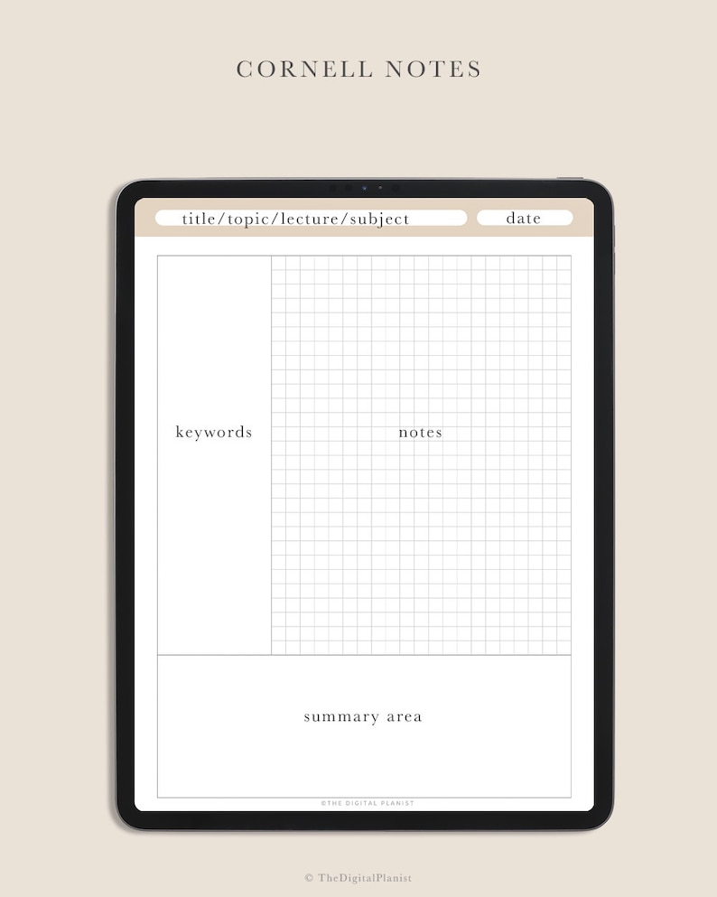 Digital Cornell Notes Templates for iPad and Tablet | Note Taking ...