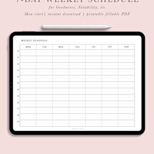 Weekly Schedule Pages for iPad or Tablet | Weekly Planner | Time ...