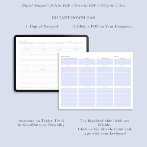 Week on One Page With Note | 7-day Weekly Planner for iPad and Tablet ...