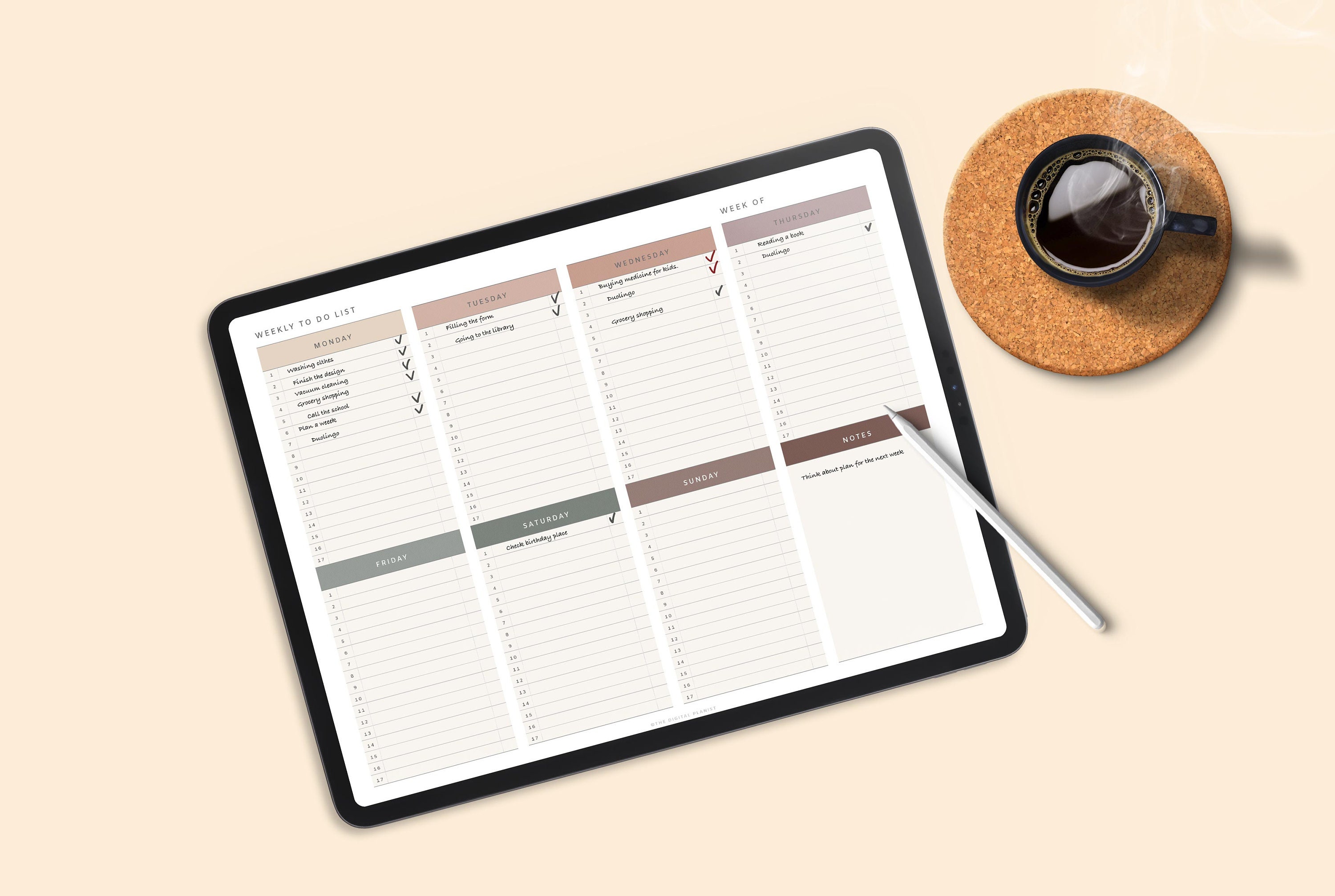 Digital Weekly to Do List for iPad and Tablet | A Week on a Page | Week ...