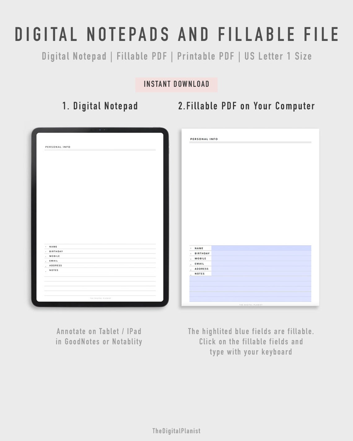 Personal Information File for Goodnotes, Notability, and Xodo | Digital ...
