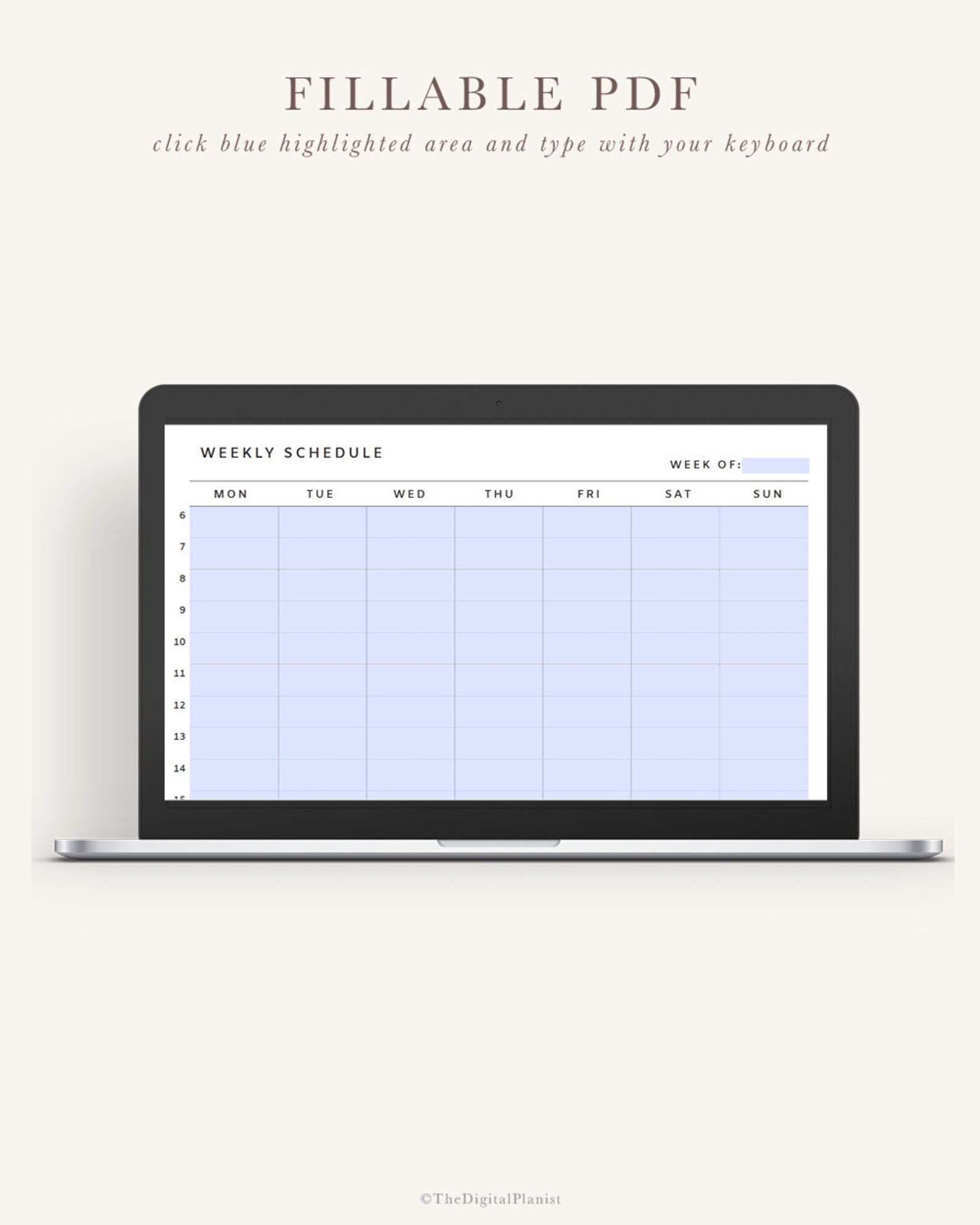 Weekly Schedule Pages for Digital Use or Printed 24/7 Weekly | Etsy