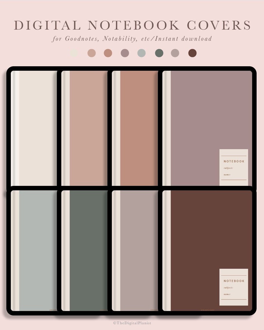 Digital Notebook Covers for iPad and Tablet | Goodnotes Covers | Notes ...