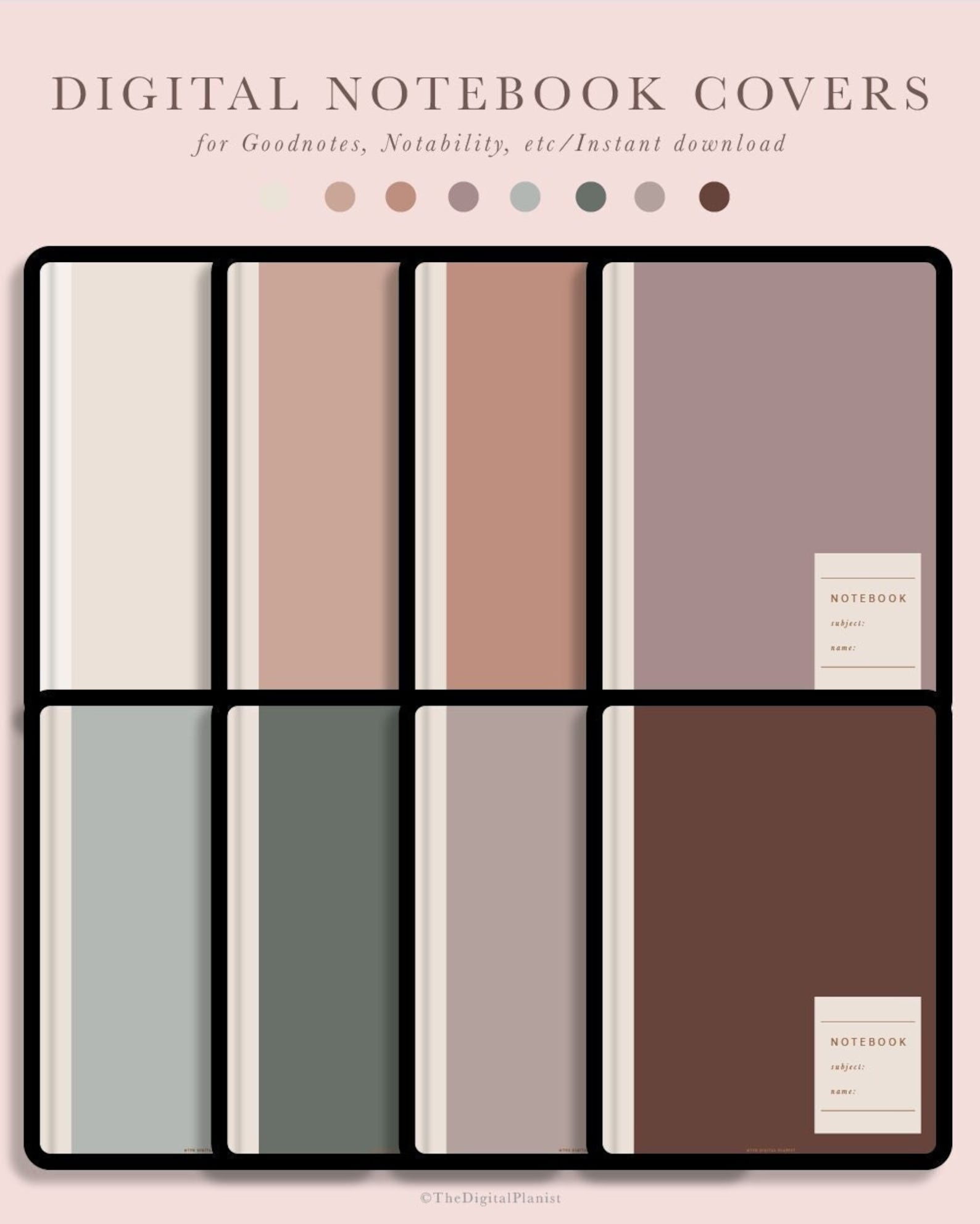 Digital Notebook Covers for iPad and Tablet | Goodnotes Covers | Notes ...