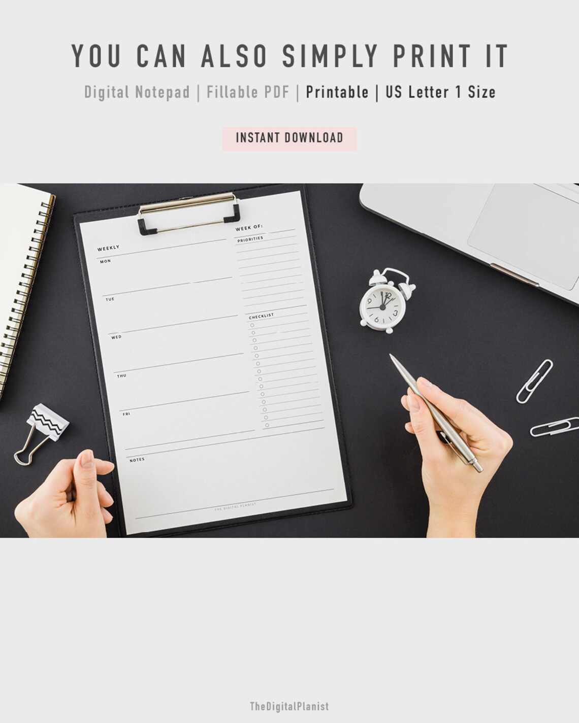 5 Day Weekly Planner for Productivity | Digital Template for Goodnote ...