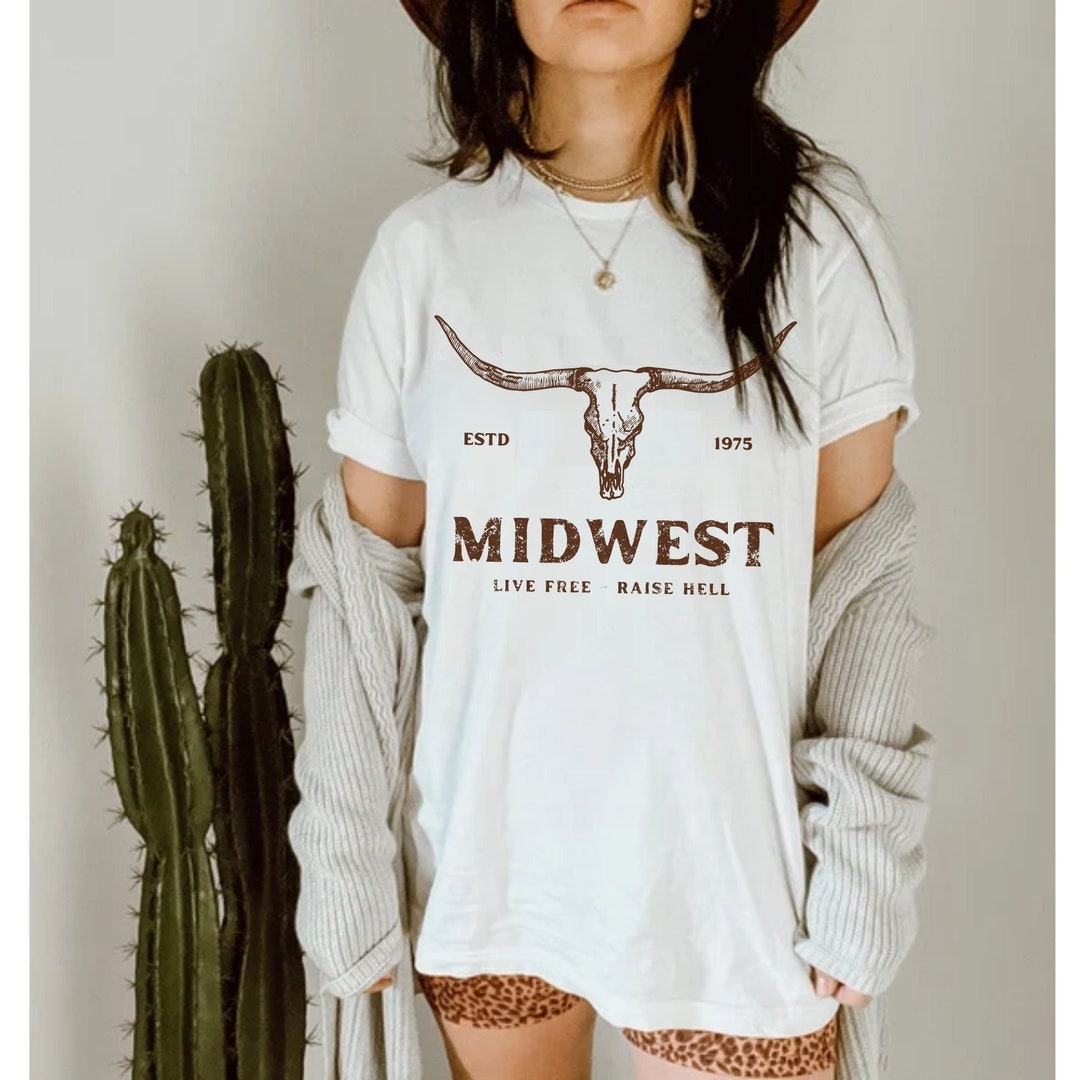 Midwest Shirt Cow Skull Shirt Longhorn Shirt Retro Western Shirt Boho ...