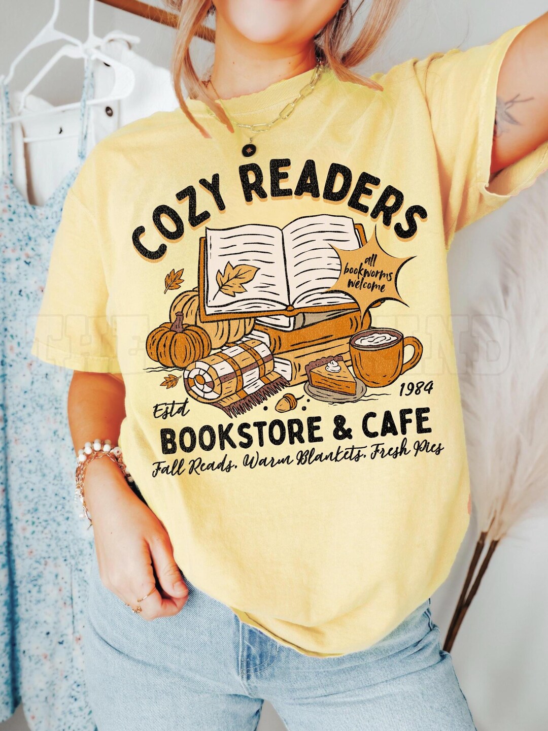 Cozy Readers Bookstore Tee Comfort Colors® Preppy Bookish Fall Tee ...