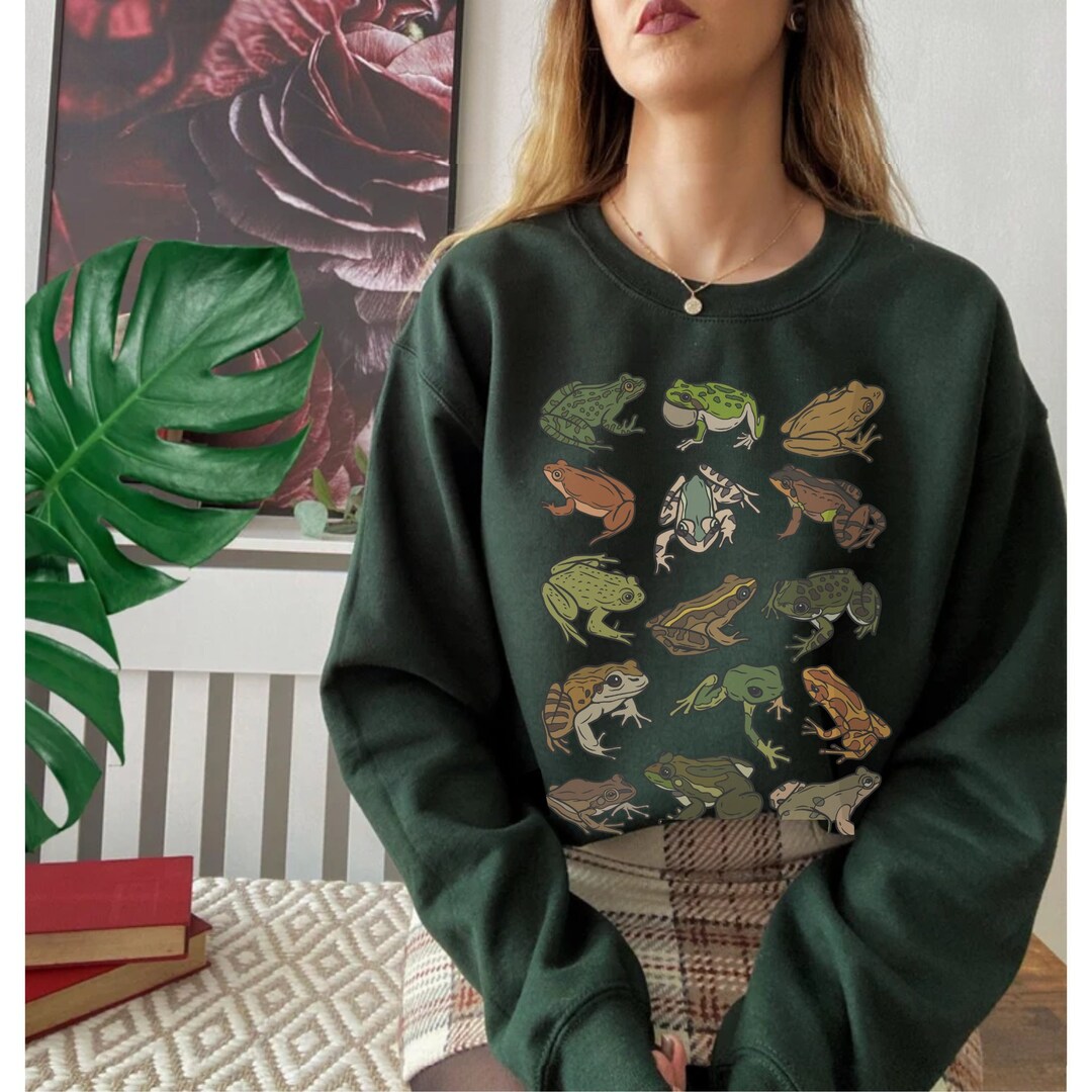 Frog Sweatshirt Frog and Toad Black Rain Frog Sweater Goblincore Shirt ...