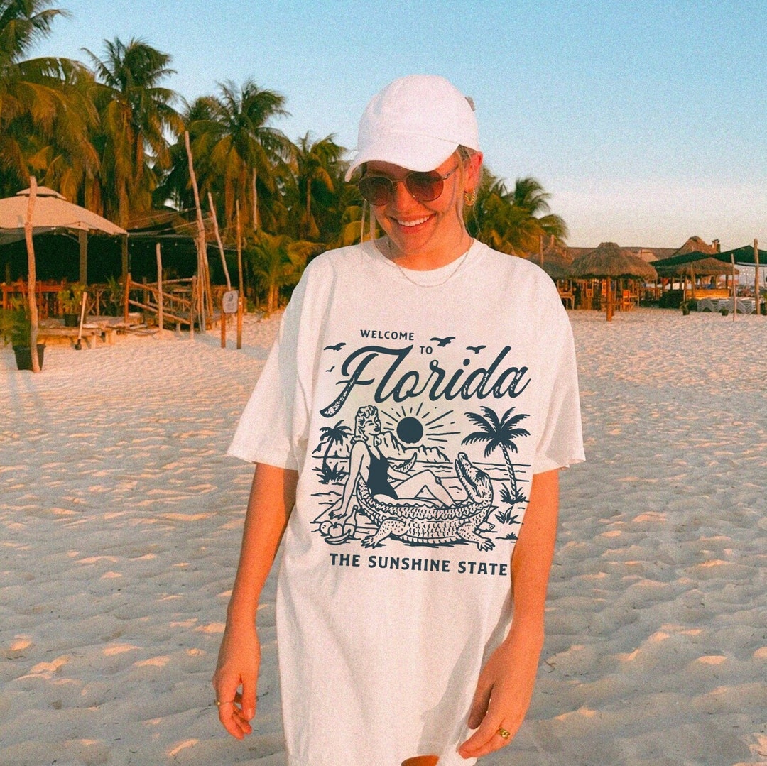 Florida Shirt Vintage Florida T Coconut Girl Beach Cover up Oversize ...