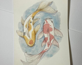 Koi Fish Birthday Card, Happy Birthday Party Hat and Balloons, Koi Fish ...