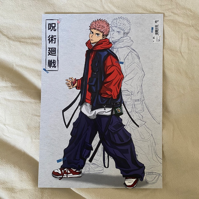 Jujutsu Kaisen Yuji Itadori Streetwear Illustration A5 Poster Print ...