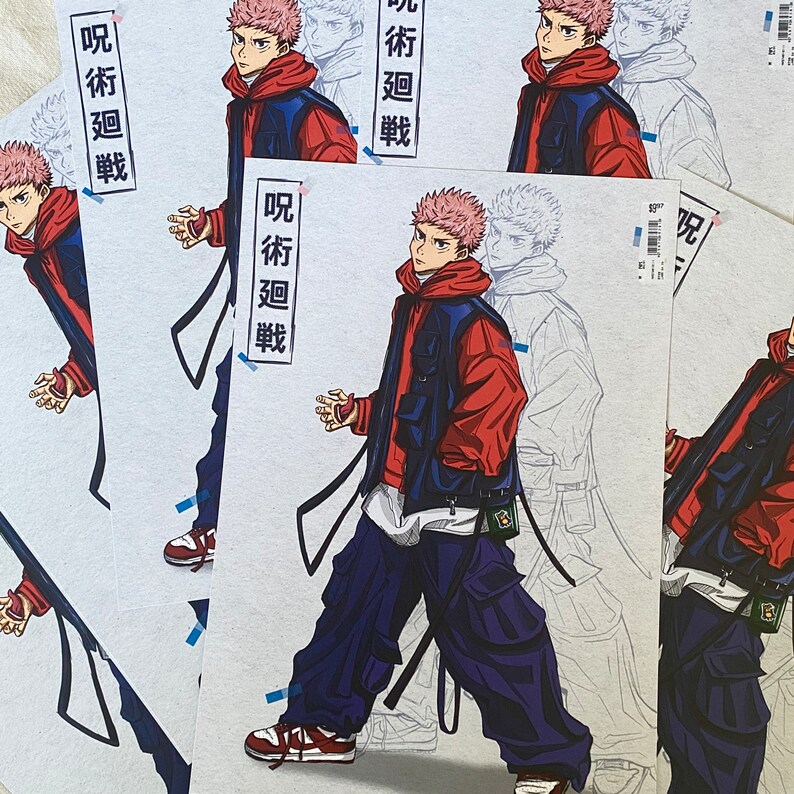 Jujutsu Kaisen Yuji Itadori Streetwear Illustration A5 Poster Print ...