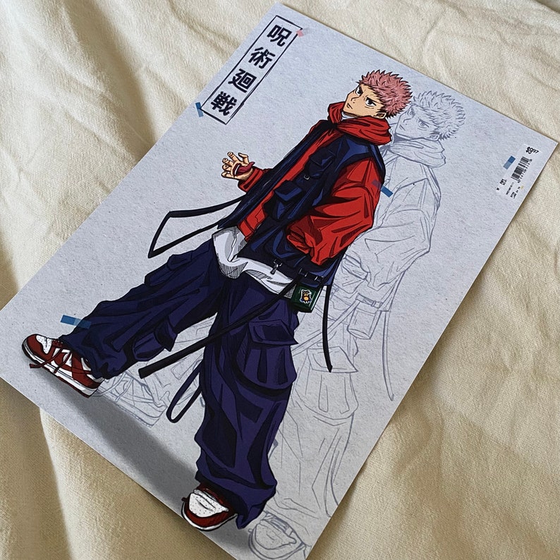 Jujutsu Kaisen Yuji Itadori Streetwear Illustration A5 Poster Print ...