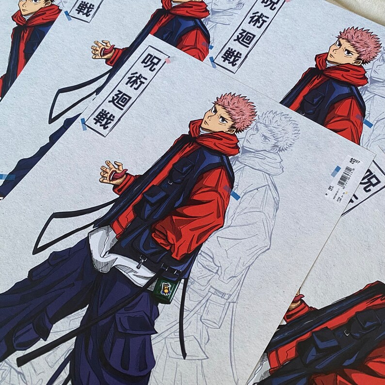 Jujutsu Kaisen Yuji Itadori Streetwear Illustration A5 Poster Print ...