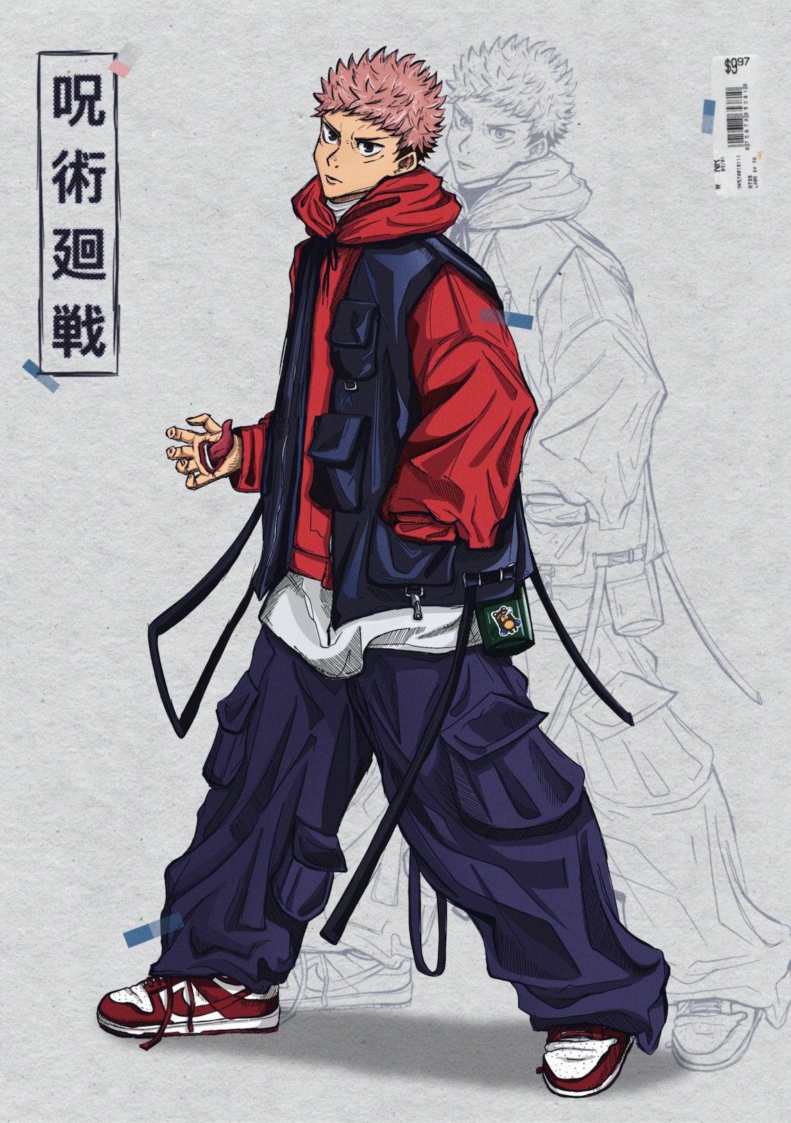 Jujutsu Kaisen Yuji Itadori Streetwear Illustration A5 Poster Print ...