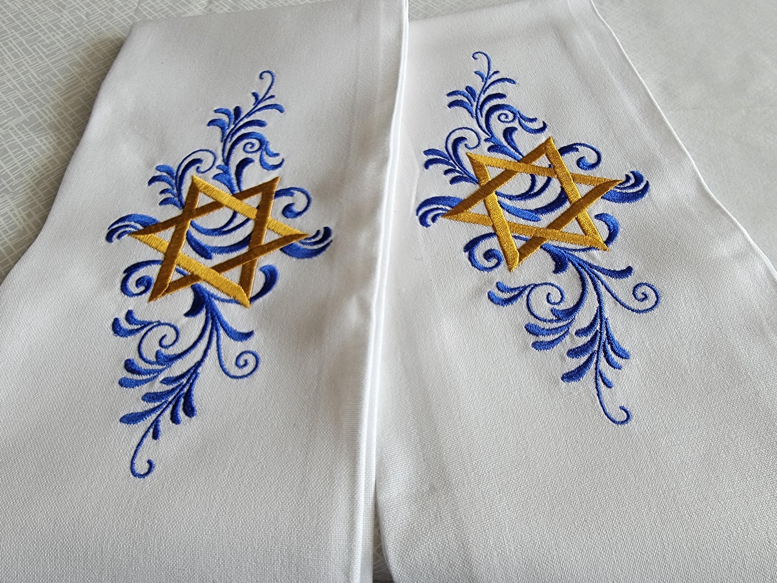 Embroidered Hanukkah Tea Towels, Shabbat Passover Jewish Kitchen Linens ...