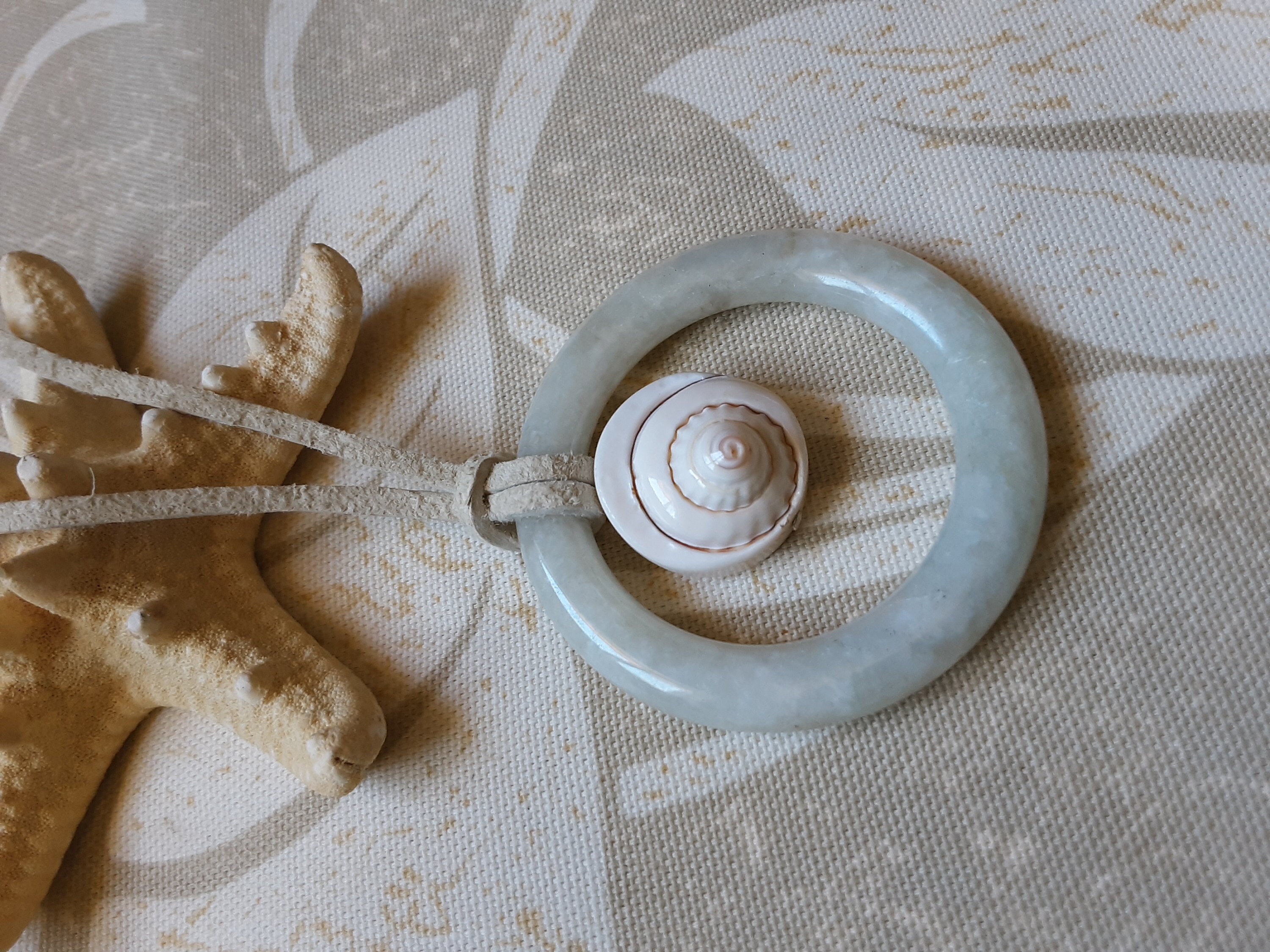 Jade Enso Circle, Seashell, Leather Thong Necklace, NEW - Etsy