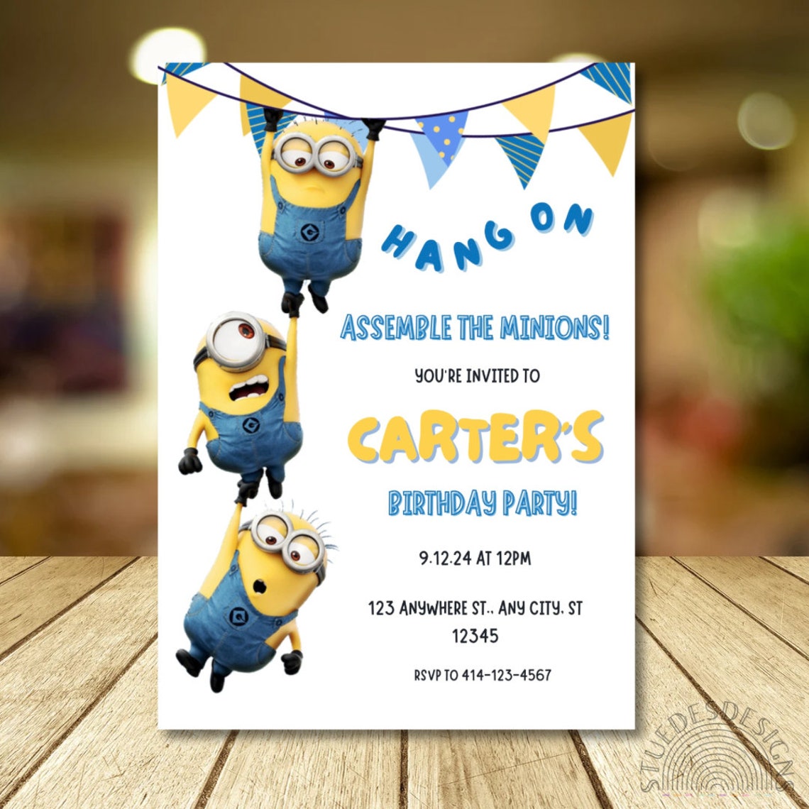 Minions Birthday Invitation, Minions Birthday Invite, Digital Minions ...