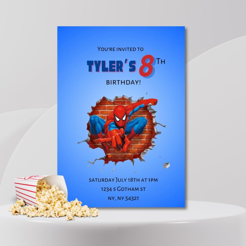 Spider-man Birthday Invitation, Spider-man Birthday Invite, Digital ...